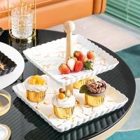 China Ceramic 2-3 Tier Serving Tray Cupcake Stand Fruit Plate Holder for Wedding Party Dessert Display for sale