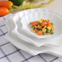 China White Ceramic Dinnerware Tray Hot Pot Restaurant Seasoning Dishes Tableware Dinner Plate Ceramic Shell Shape Dish for sale