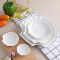 China White Ceramic Dinnerware Tray Hot Pot Restaurant Seasoning Dishes Tableware Dinner Plate Ceramic Shell Shape Dish for sale