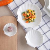 China White Ceramic Dinnerware Tray Hot Pot Restaurant Seasoning Dishes Tableware Dinner Plate Ceramic Shell Shape Dish for sale