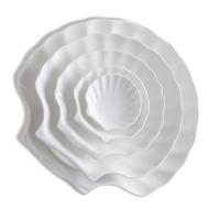 China White Ceramic Dinnerware Tray Hot Pot Restaurant Seasoning Dishes Tableware Dinner Plate Ceramic Shell Shape Dish for sale