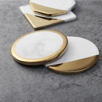 China Custom Ceramic Coaster Set 9x9x0.7cm Modern Marble Placemat for Coffee Wine Cup Table Decoration for sale