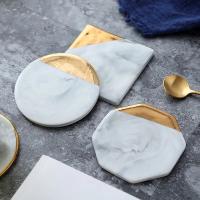 China Custom Ceramic Coaster Set 9x9x0.7cm Modern Marble Placemat for Coffee Wine Cup Table Decoration for sale