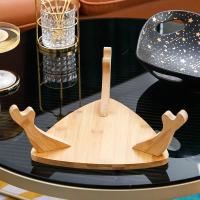 China Ceramic Salad Bowl with Bamboo Stand 24cm 31cm Matte Finish Vintage Style Fruit Bowl for sale