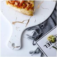 China Creative Marble Stripe Large Rectangle And Round Ceramic Pizza Plate Cookware Porcelain Sushi Tableware for sale