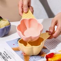China Ceramic Handle Bowl 16.8cm Heart Shape Dessert Bowl 4 Colors Ice Cream Cup Fruit Bowl for sale