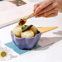China Ceramic Handle Bowl 16.8cm Heart Shape Dessert Bowl 4 Colors Ice Cream Cup Fruit Bowl for sale