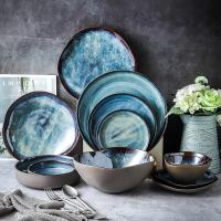 China Japanese style Kiln Ceramic tableware set Creativity salad plates dishes for restaurant ceramic dinnerware sets for sale