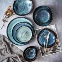 China Japanese style Kiln Ceramic tableware set Creativity salad plates dishes for restaurant ceramic dinnerware sets for sale