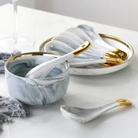 China 6-User 20-Piece Luxury Bone China Dinnerware Set Porcelain Rice Salad Noodles Bowl Soup Plates for sale