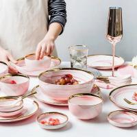 China 6-User 20-Piece Luxury Bone China Dinnerware Set Porcelain Rice Salad Noodles Bowl Soup Plates for sale