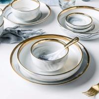 China 6-User 20-Piece Luxury Bone China Dinnerware Set Porcelain Rice Salad Noodles Bowl Soup Plates for sale