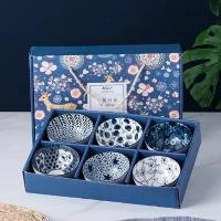 China Japanese Style Handmade Ceramic Dinnerware Set Blue and White Ramen Bowl 34x15x23 cm 3 kg for sale