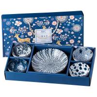 China Japanese Style Handmade Ceramic Dinnerware Set Blue and White Ramen Bowl 34x15x23 cm 3 kg for sale