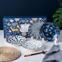 China Japanese Style Handmade Ceramic Dinnerware Set Blue and White Ramen Bowl 34x15x23 cm 3 kg for sale