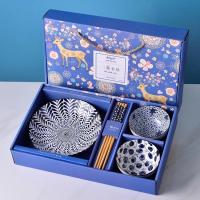 China Japanese Style Handmade Ceramic Dinnerware Set Blue and White Ramen Bowl 34x15x23 cm 3 kg for sale