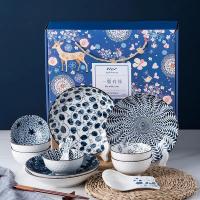 China Japanese Style Handmade Ceramic Dinnerware Set Blue and White Ramen Bowl 34x15x23 cm 3 kg for sale