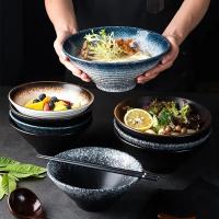 China Japanese Style Ceramic Ramen Bowl Set 7 8 9 Inch Large Rice Noodle Soup Bowls for Restaurant for sale
