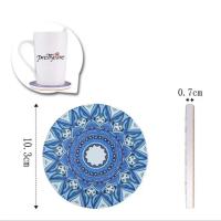 China Custom Absorbent Ceramic Coaster 10.3cm Anti-Slip Cork Bottom Sublimation Round Cup Mat for sale