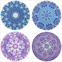 China Custom Absorbent Ceramic Coaster 10.3cm Anti-Slip Cork Bottom Sublimation Round Cup Mat for sale
