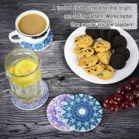 China Custom Absorbent Ceramic Coaster 10.3cm Anti-Slip Cork Bottom Sublimation Round Cup Mat for sale