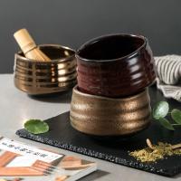 China Handmade Japanese Temmoku Glaze Matcha Bowl Set Ceramic 630ml 11.5cm Traditional Tea Chawan for sale