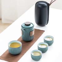 China Ceramic Kung Fu Tea Set 250ml Teapot with 3 Cups Portable Travel Tea Ceremony Set for sale