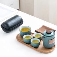 China Ceramic Kung Fu Tea Set 250ml Teapot with 3 Cups Portable Travel Tea Ceremony Set for sale