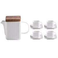 China Nordic Antique Ceramic Coffee Tea Cup Set 650ml Teapot 4 Cups Stainless Steel Stainer Gift Box for sale