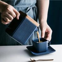 China Nordic Antique Ceramic Coffee Tea Cup Set 650ml Teapot 4 Cups Stainless Steel Stainer Gift Box for sale