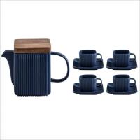 China Nordic Antique Ceramic Coffee Tea Cup Set 650ml Teapot 4 Cups Stainless Steel Stainer Gift Box for sale