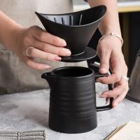 China Simple Style Ceramic Coffee Filter Dripper Household Filter Cup Tableware Coffee Pot V60 Coffee Kettle Set for sale