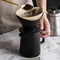 China Simple Style Ceramic Coffee Filter Dripper Household Filter Cup Tableware Coffee Pot V60 Coffee Kettle Set for sale