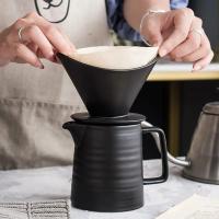 China Simple Style Ceramic Coffee Filter Dripper Household Filter Cup Tableware Coffee Pot V60 Coffee Kettle Set for sale