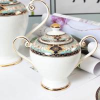China Ethiopian Habesha Coffee Set 6 Cups Ceramic Vintage Coffee Table Set with Saucers Spoons Pot for sale