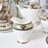 China Ethiopian Habesha Coffee Set 6 Cups Ceramic Vintage Coffee Table Set with Saucers Spoons Pot for sale