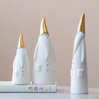 China Ceramic Santa Claus Figurines Set of 3 Christmas Decoration Nordic Style White 30cm for sale