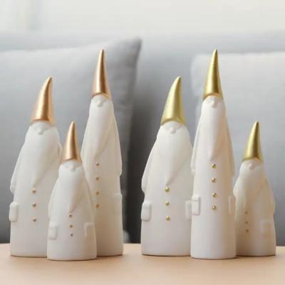 China Ceramic Santa Claus Figurines Set of 3 Christmas Decoration Nordic Style White 30cm for sale