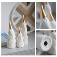 China Ceramic Santa Claus Figurines Set of 3 Christmas Decoration Nordic Style White 30cm for sale