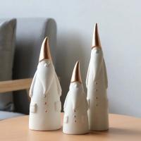 China Ceramic Santa Claus Figurines Set of 3 Christmas Decoration Nordic Style White 30cm for sale