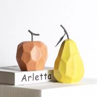 China Decorative Ceramic Fruit Apple and Pear Figurines 11x13cm 10x20cm Home Office Desk Ornament for sale