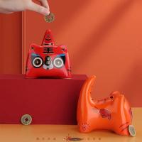 China Ceramic Tiger Shape Money Bank Phone Stand Holder 15cm Color Glazed Custom Logo for sale