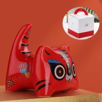 China Ceramic Tiger Shape Money Bank Phone Stand Holder 15cm Color Glazed Custom Logo for sale
