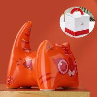 China Ceramic Tiger Shape Money Bank Phone Stand Holder 15cm Color Glazed Custom Logo for sale