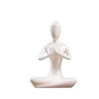 China Ceramic Yoga Lady Figurine 11cm White Porcelain Fitness Art Statue Home Decor Ornament for sale