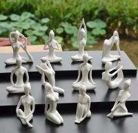 China Ceramic Yoga Lady Figurine 11cm White Porcelain Fitness Art Statue Home Decor Ornament for sale
