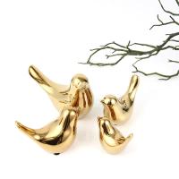 China Ceramic Golden Bird Ornament Modern Tabletop Figurine 12.7cm Home Decor for sale