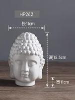 China White Ceramic Buddha Head Statue Handmade Pottery Figurine 15cm for Home Hotel Decor Meditation Zen for sale