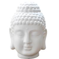 China White Ceramic Buddha Head Statue Handmade Pottery Figurine 15cm for Home Hotel Decor Meditation Zen for sale