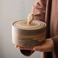 China Japanese Handmade Ceramic Storage Jar with Lid 500ml Kitchen Canister for Tea Coffee Sugar for sale
